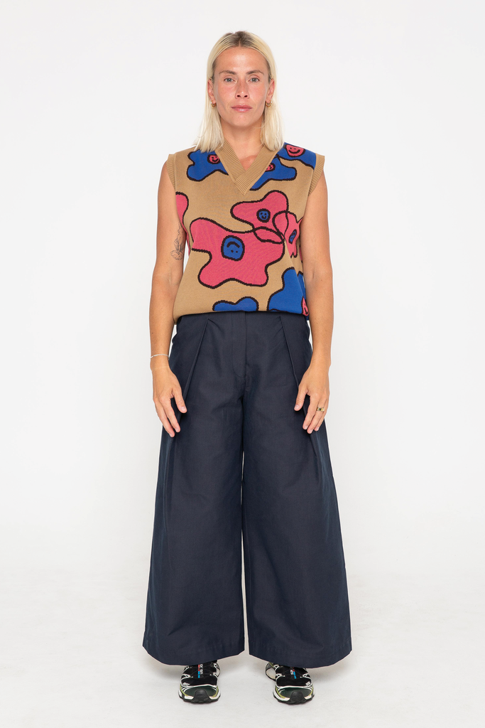 Navy wide tailored trousers – Buffet Clothing