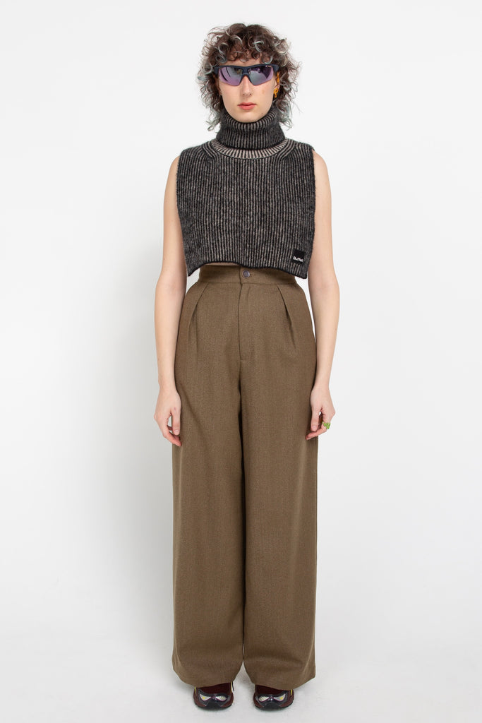 Khaki brown wool tailored trousers – Buffet Clothing