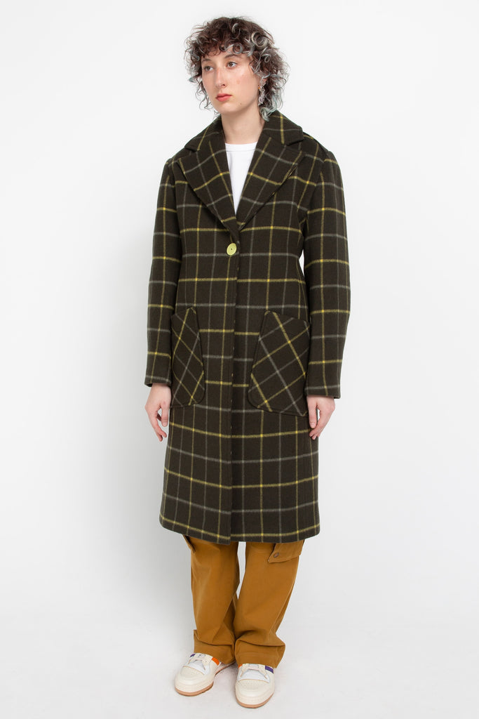 Khaki check tailored coat – Buffet Clothing