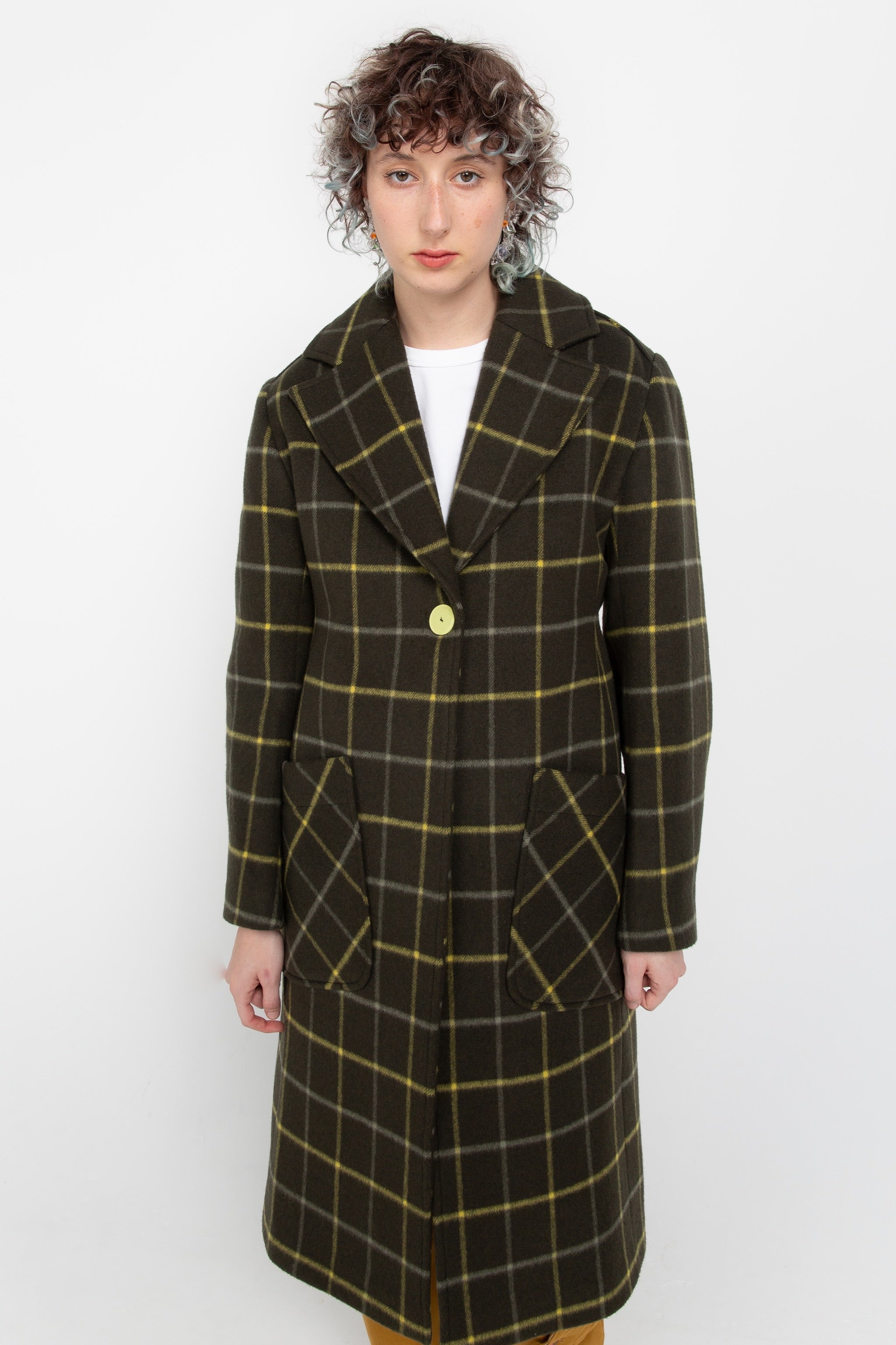 Khaki check tailored coat – Buffet Clothing