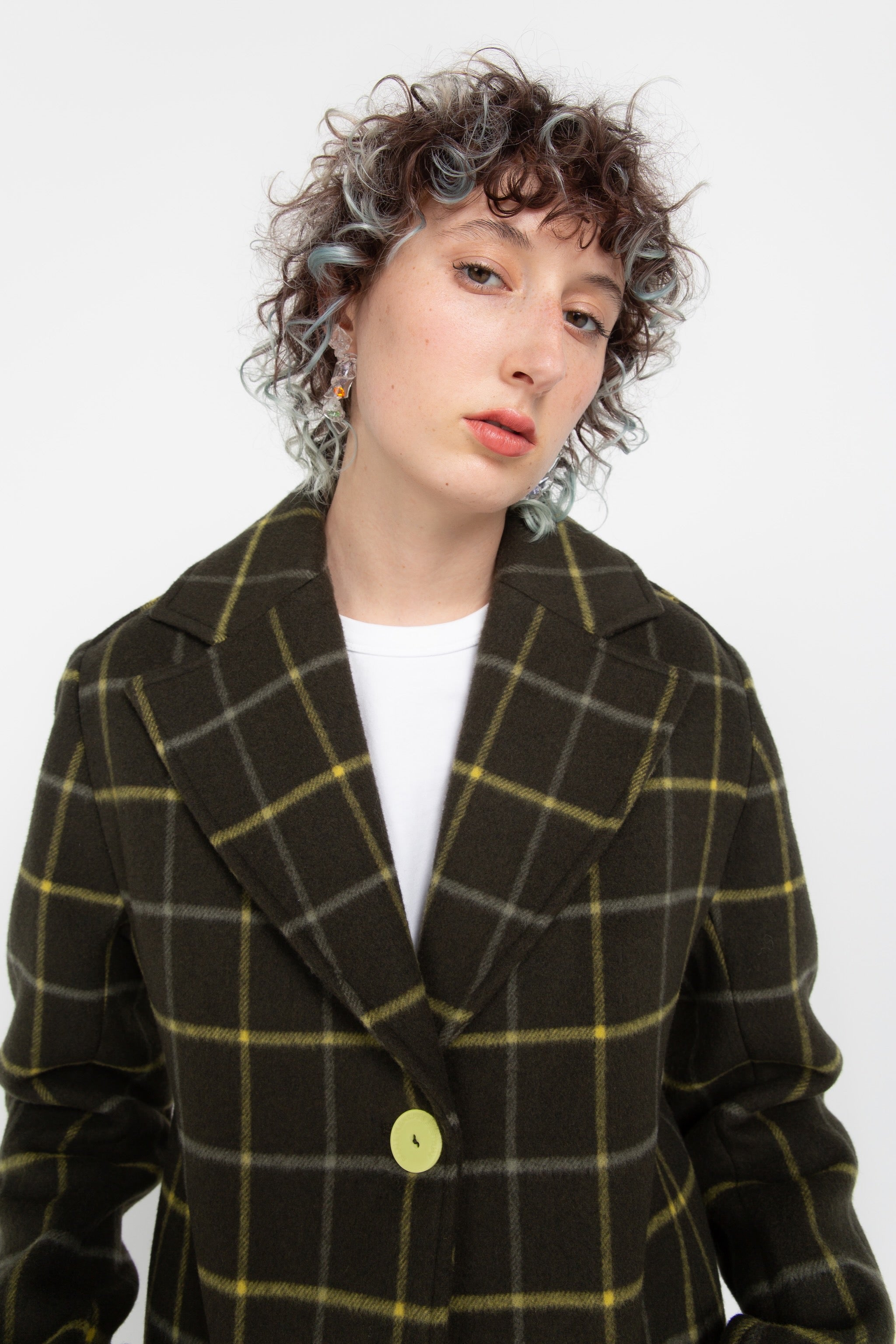 Khaki check tailored coat – Buffet Clothing