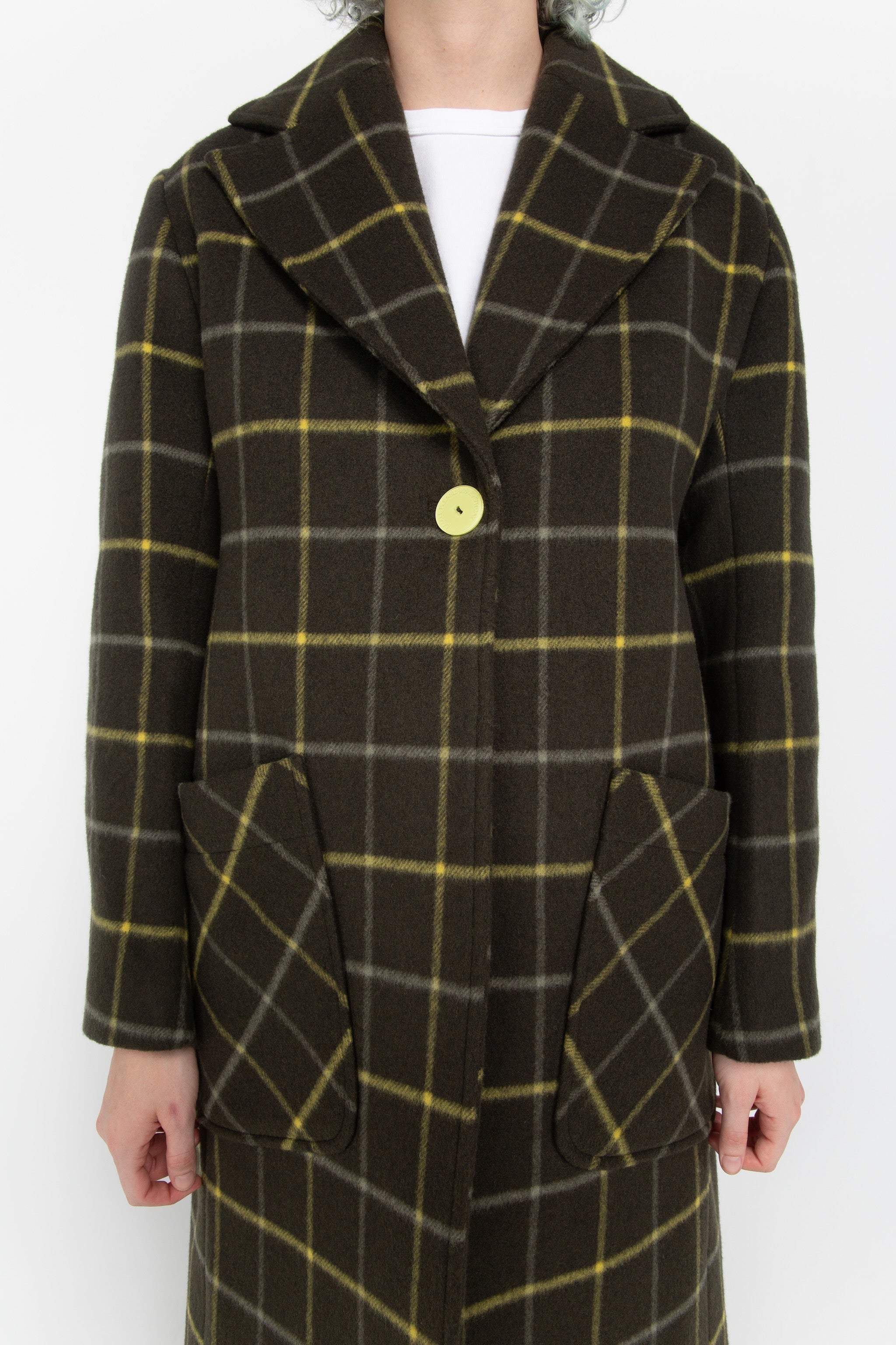 Khaki check tailored coat – Buffet Clothing
