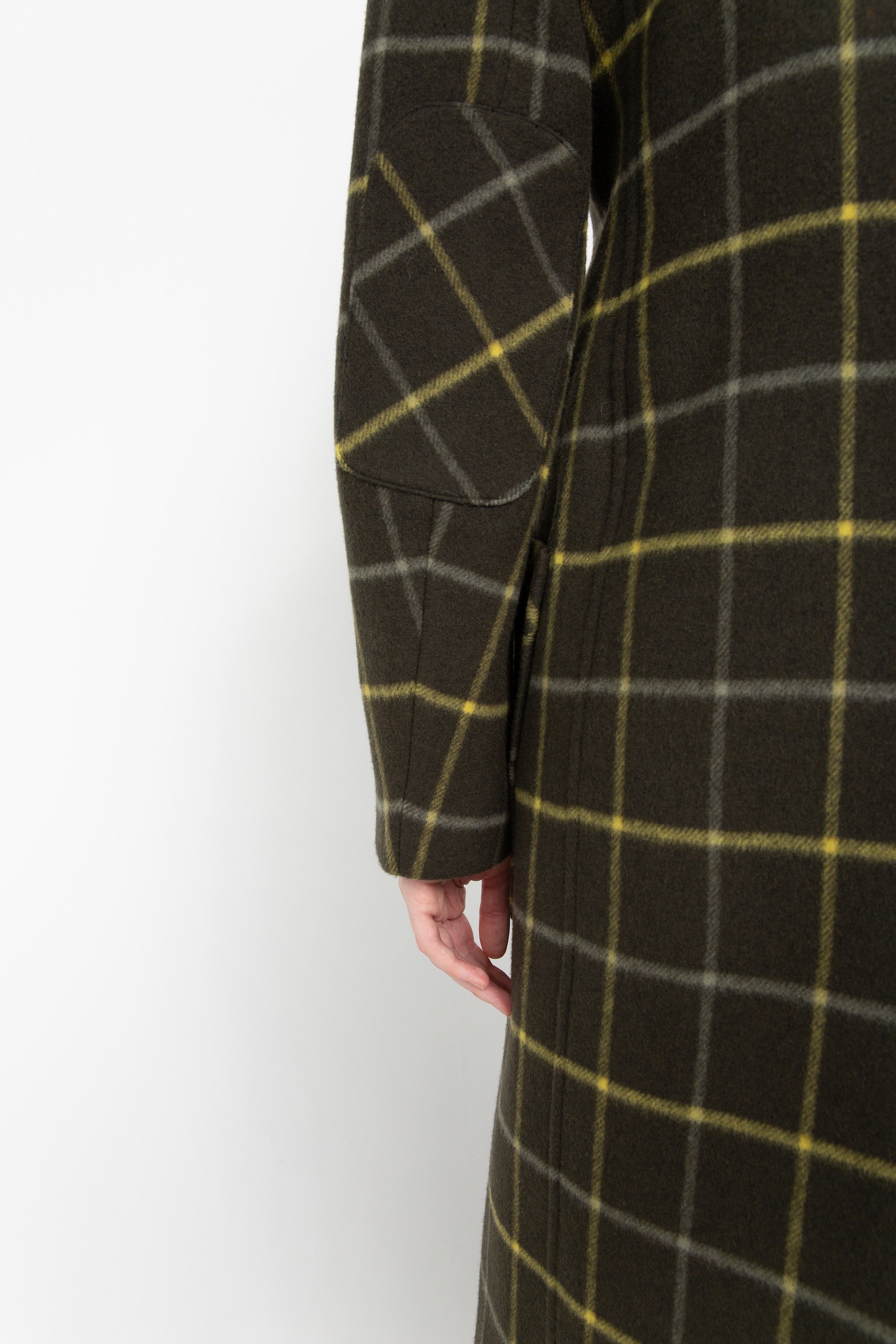 Khaki check tailored coat – Buffet Clothing
