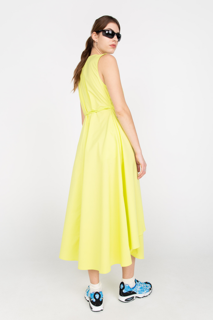Yellow asymmetric wrap dress – Buffet Clothing