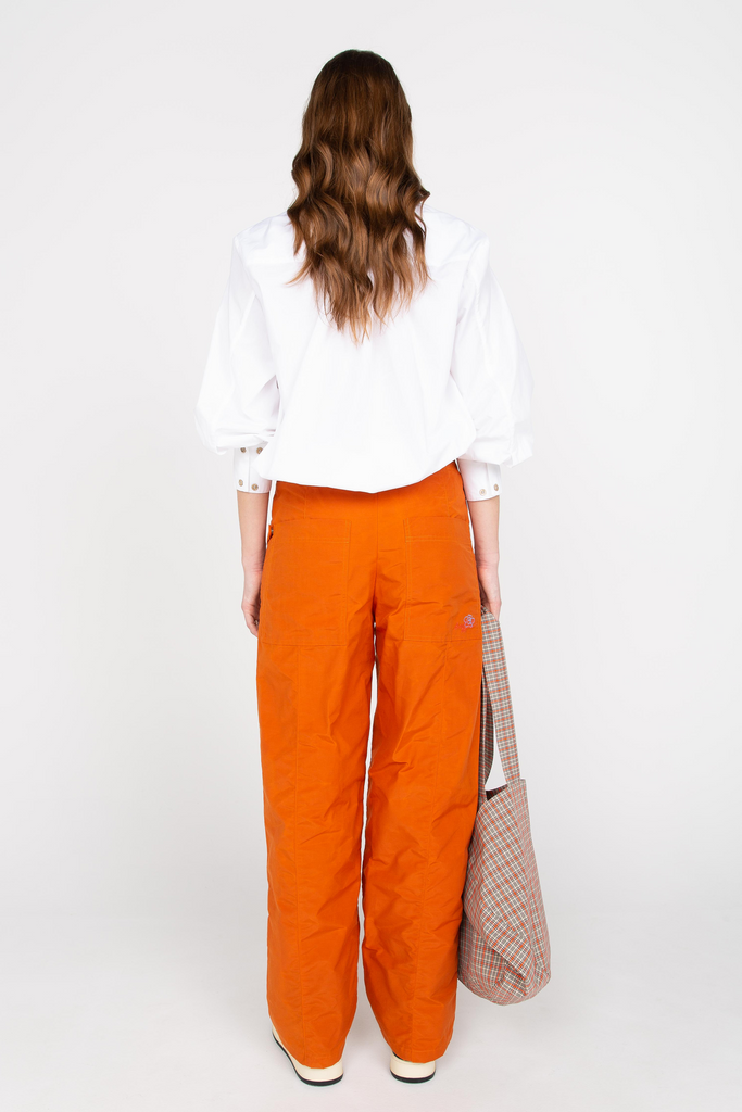Terracotta elasticated straight trousers – Buffet Clothing